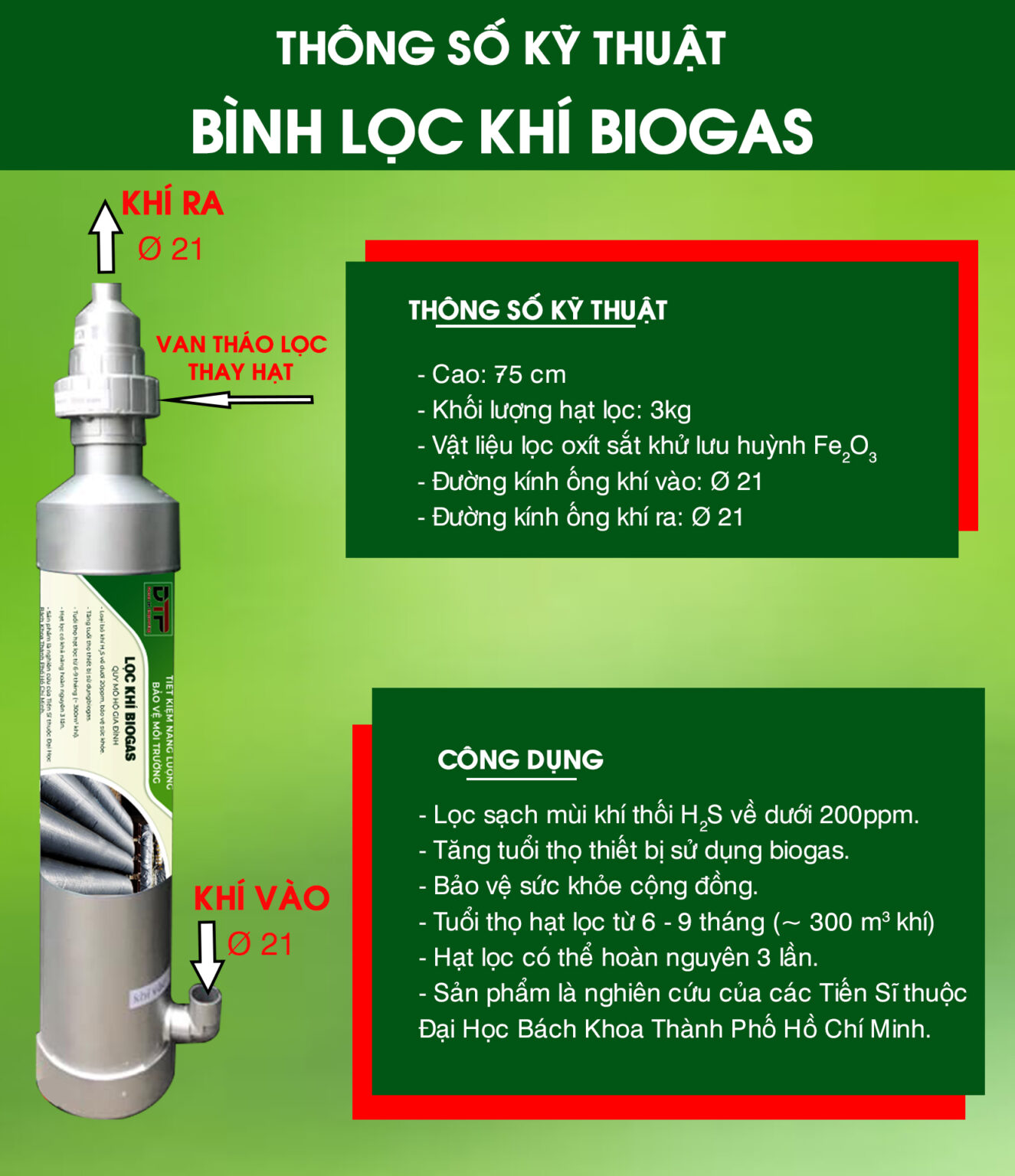Bình lọc khí biogas xử lý tận gốc mùi hôi thối | Lửa cháy phừng phực
